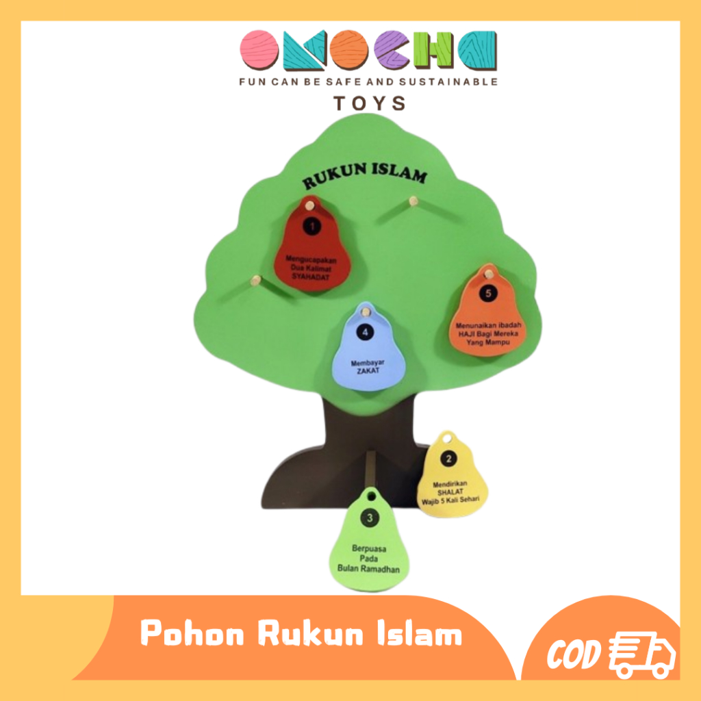 Jual Omocha Toys - Pohon Rukun Islam Mainan Kayu Alat Peraga Agama ...