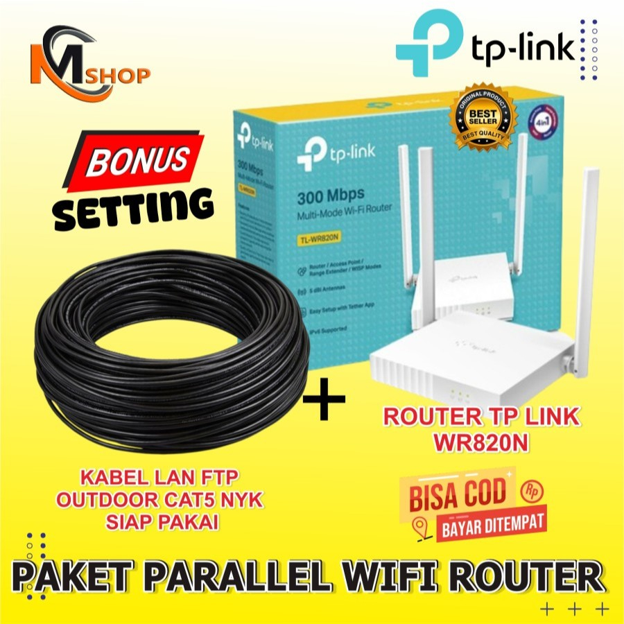 Jual Paket Parallel WiFi Access Point Router TP Link TL-WR820N dan Kabel LAN Cat5 FTP NYK ...
