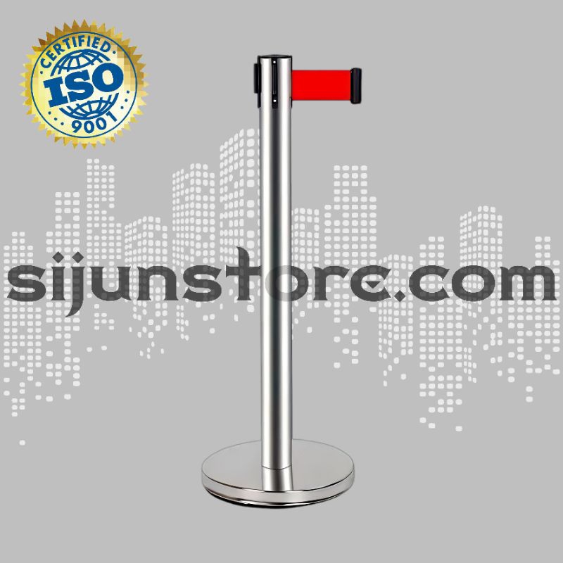 Jual Queue Line Tiang Pembatas Antrian Dengan Custom Logo Standing ...