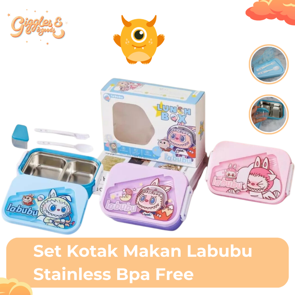 Jual Labubu Set Kotak Makan Stainless Steel Bpa Free Lunch Box Sendok Garpu Bekal Bento 5174 ...