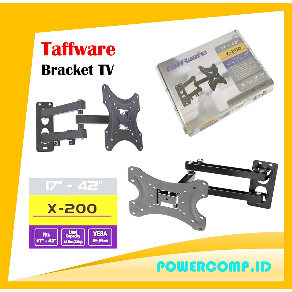 Jual Taffware X-200 Braket Dudukan Monitor TV LED Dapat diputar untuk ...