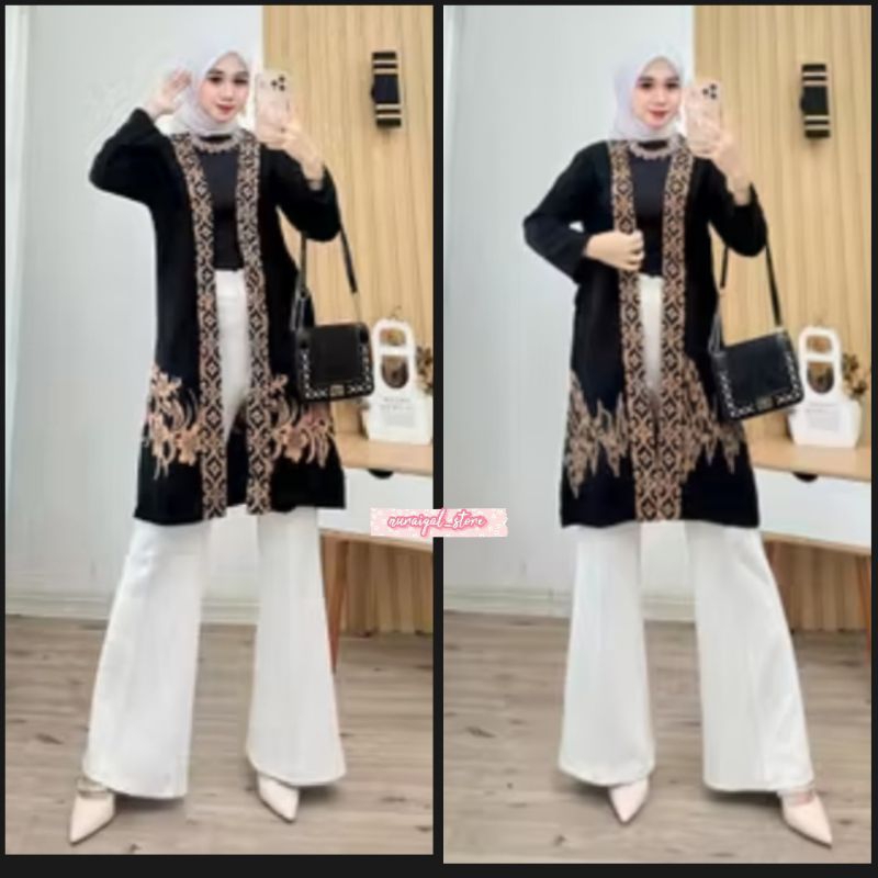 Jual Long Cardigan Tunik Cardigan Batik One set Kondangan Batik Outer ...