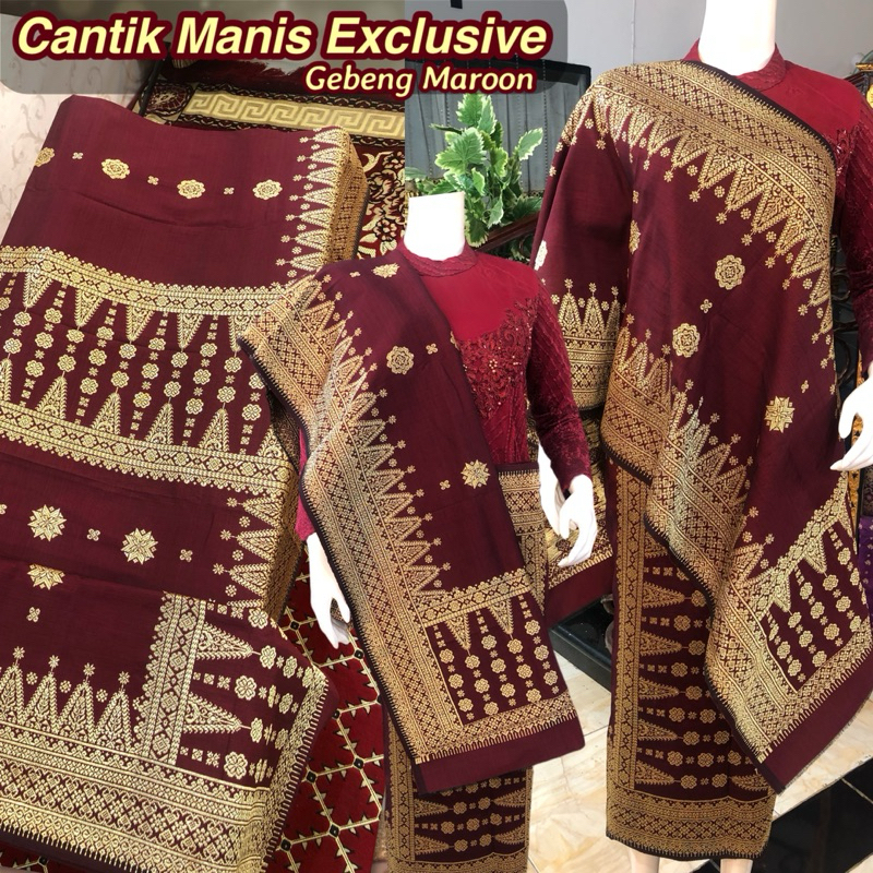 Jual Songket Cantik Manis Exclusive Maroon Gold /songket tenun asli ...