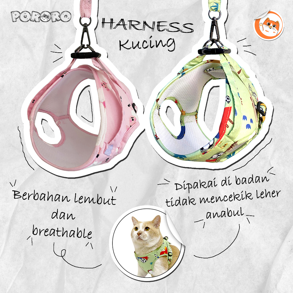 Jual Pororo - Rompi Kucing Harness Kucing anjing Tali Tuntun Rompi Full ...