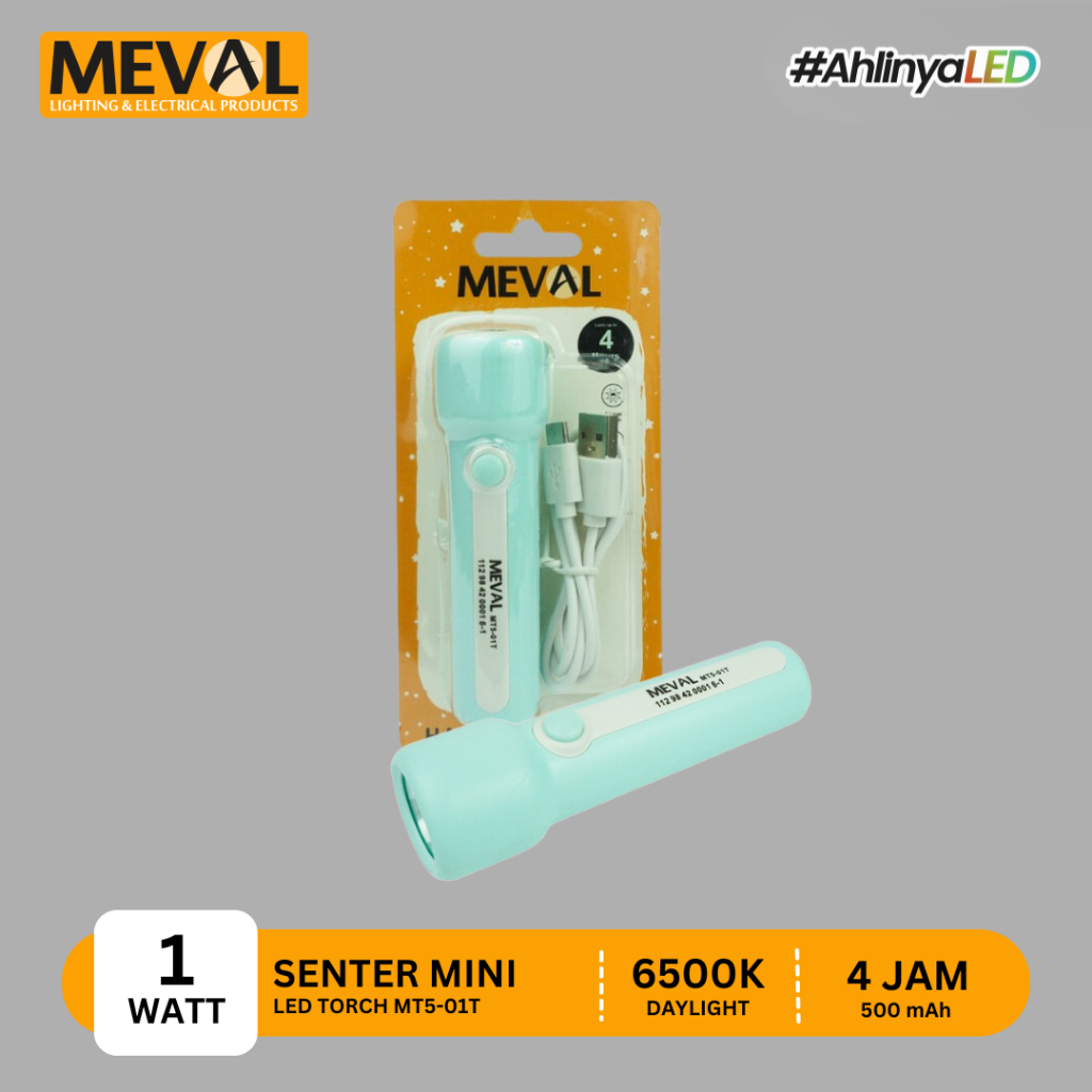Jual MEVAL Rechargeable Senter LED 1 Watt Lithium Baterai + Kabel ...