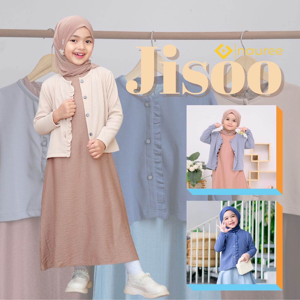 Jual JISOO Inner Gamis Outer Cardigan anak perempuan usia 1 2 3 4 5 6 7 ...