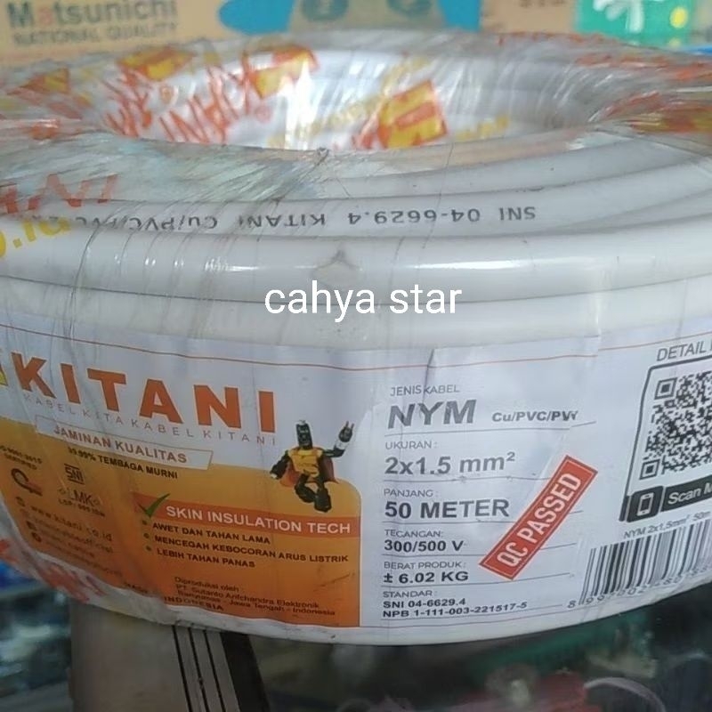 Jual KITANI NYM 2x1,5 kabel tembaga asli SNI meteran permeter | Shopee ...