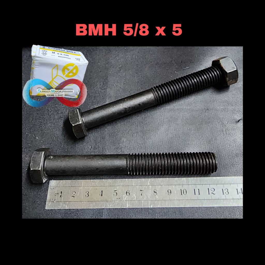 Jual BOX - Baut mur hitam (BMH) 5/8 x 5 inch ( Isi 25 pcs ) | Shopee ...