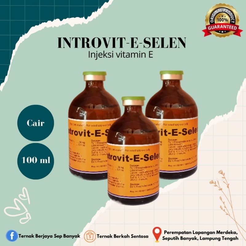 Jual Introvit E-Selen 100ml - vitamin E selenium injek untuk hewan ...