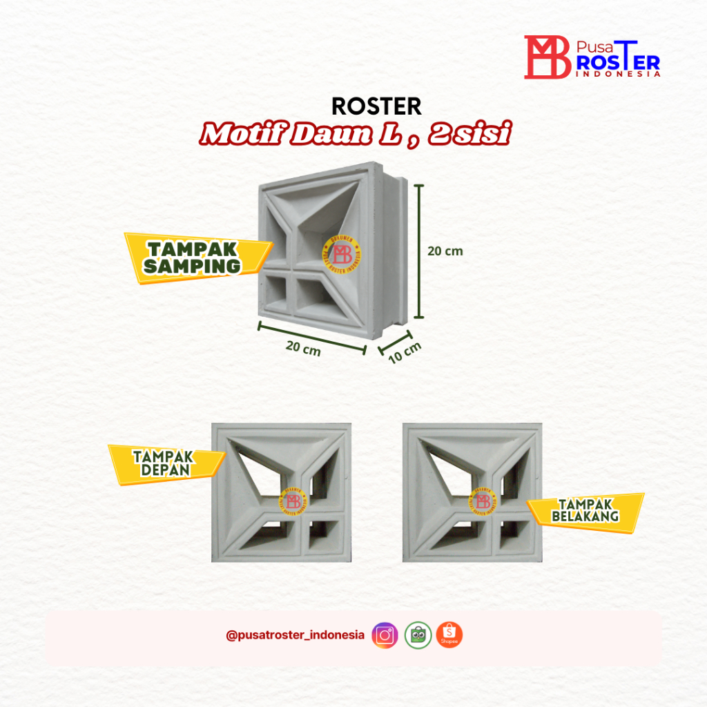 Jual Roster Dinding Motif Daun L, 2 Muka Minimalis | Shopee Indonesia