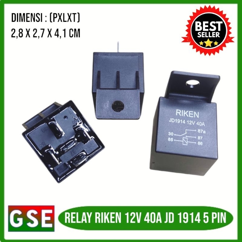 Jual Relay klakson 12v-40a 5 kaki RIKEN JD 1914/relay 12volt - 40A 5pin ...
