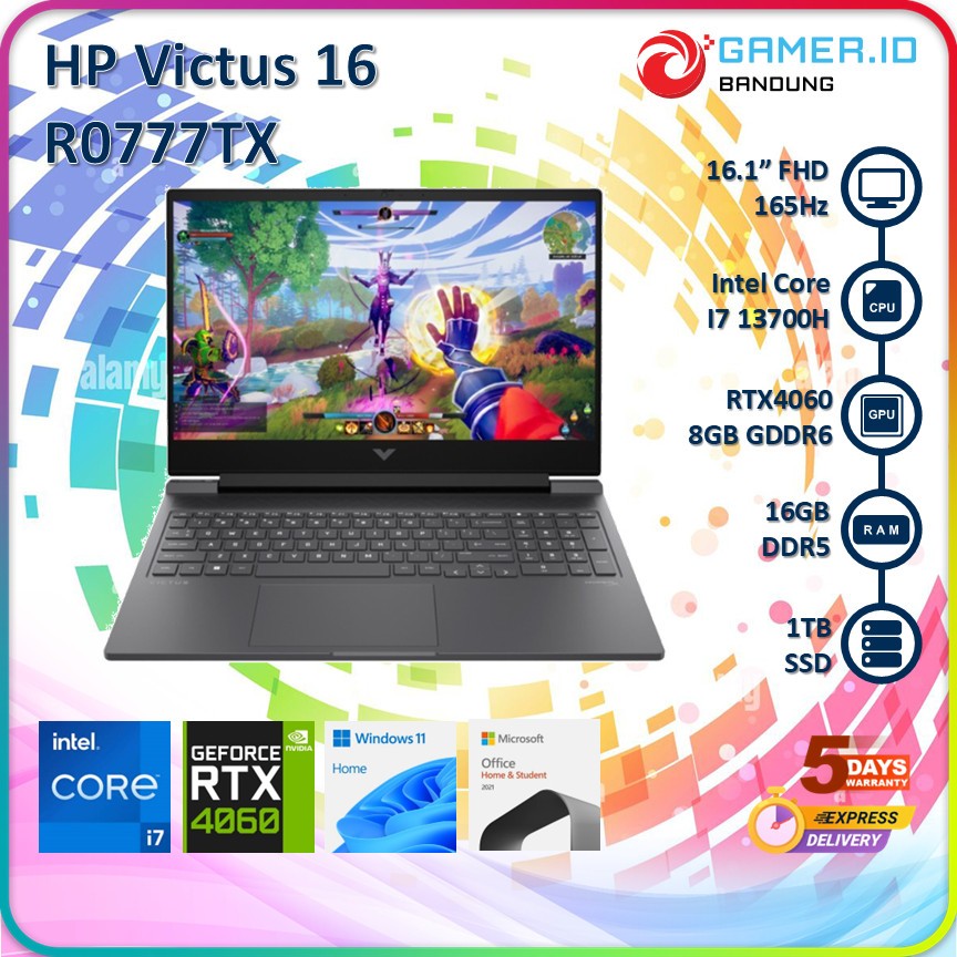 Jual HP VICTUS 16 R0777TX I7 13700H RTX4060 16GB 1TB 16.1" FHD IPS ...