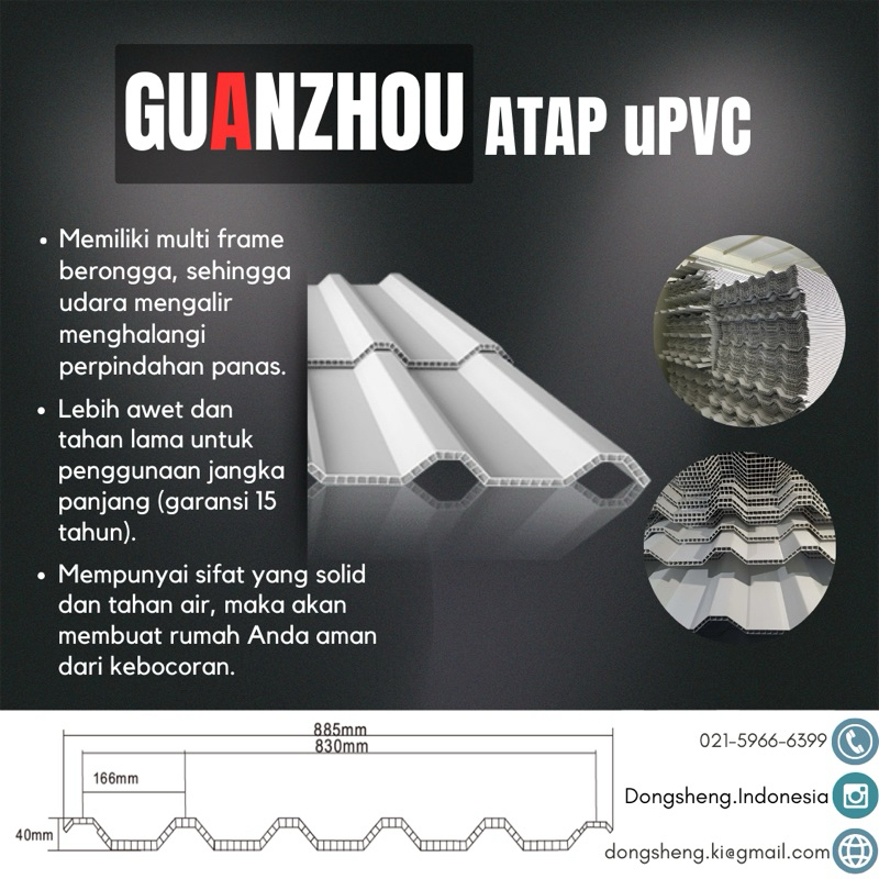 Jual Atap uPVC Hollow Tile Guanzhou 885mm - Atap Modern Dan Tahan Lama ...