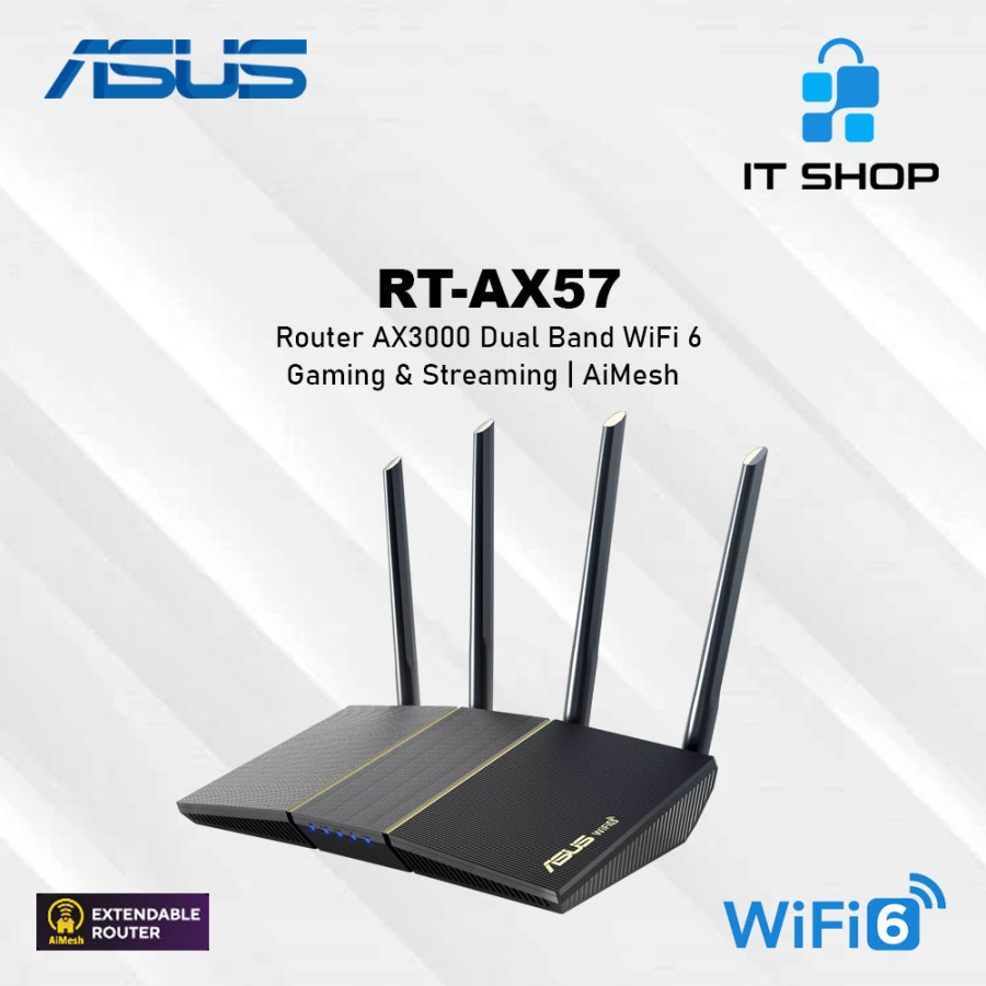 Jual Asus RT-AX57 AX3000 Dual Band WiFi 6 Extendable Router | Shopee ...