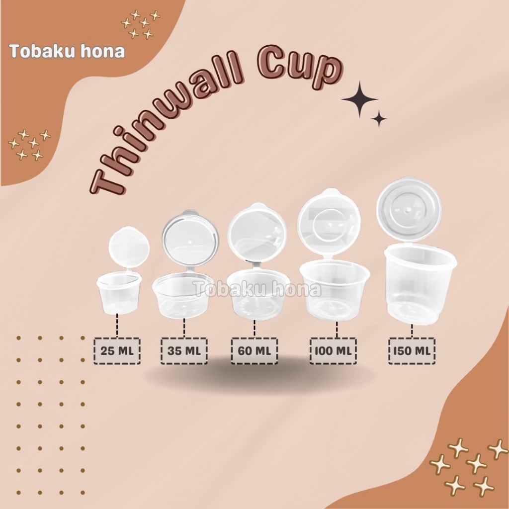 Jual Thinwall Cup Rapat 25ml 35ml 60ml 100ml 150ml Per Pack Bulat Cup ...