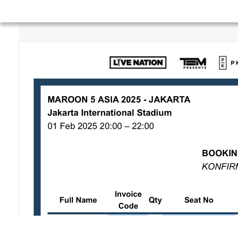 Jual Maroon 5 Jakarta International Stadium Festival Ticket (UNDERPRICE ...