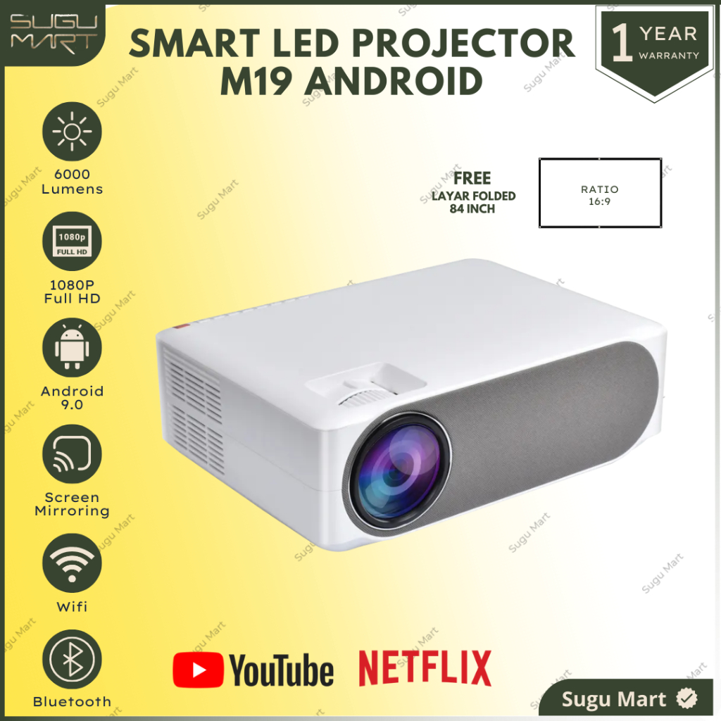 Jual Proyektor M19 6000 Lumens 1080P Full HD | Proyektor Android ...