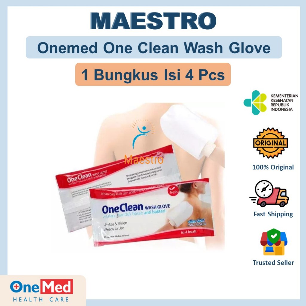 Jual One Clean Wash Glove Waslap Handuk Basah Anti Bakteri OneMed Per ...