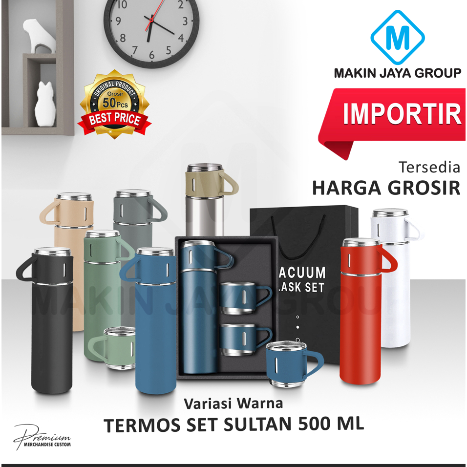 Jual Termos Vacuum Flask Set tumbler Botol Minum Cangkir Premium 500ml ...