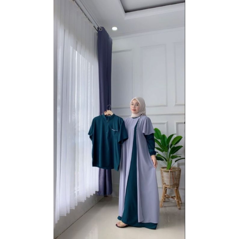 Jual Sayla Gamis Abaya dan Set Couple Hari Raya Bahan Tiffany Twill Mix ...