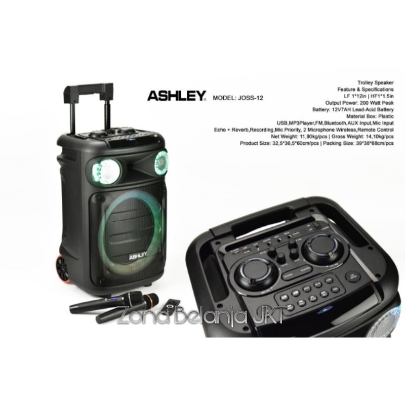 Jual SPEAKER PORTABLE ASHLEY JOSS 12 12 INCH USB BLUETOOTH 2 MIC ...