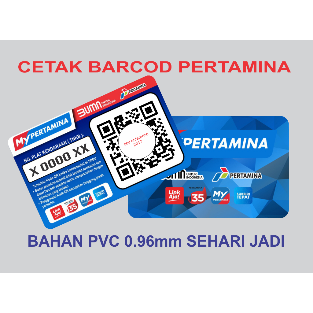 Jual cetak KARTU QR BARCOD MY PERTAMINA sehari jadi Bahan PCV TRBAL | Shopee Indonesia