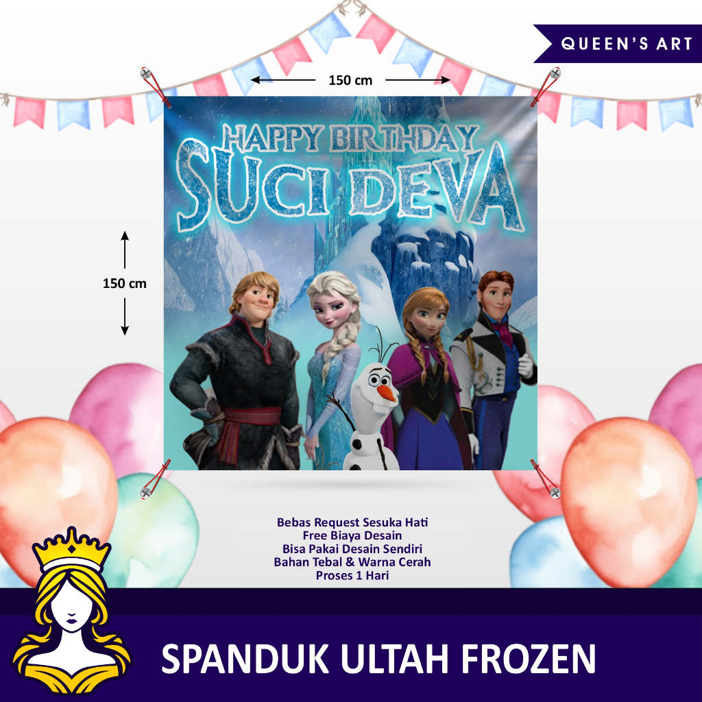 Jual Spanduk ulang tahun anak tema frozen / spanduk ultah frozen ...