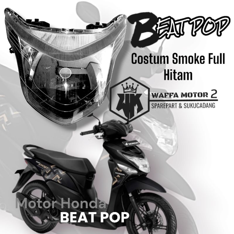 Jual REFLEKTOR LAMPU PLUS MIKA DEPAN HONDA BEAT POP COSTUM FULL HITAM ...