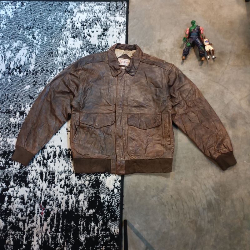 Jual Vintage Jacket Kulit Bomber Pilot Bechamel | Shopee Indonesia
