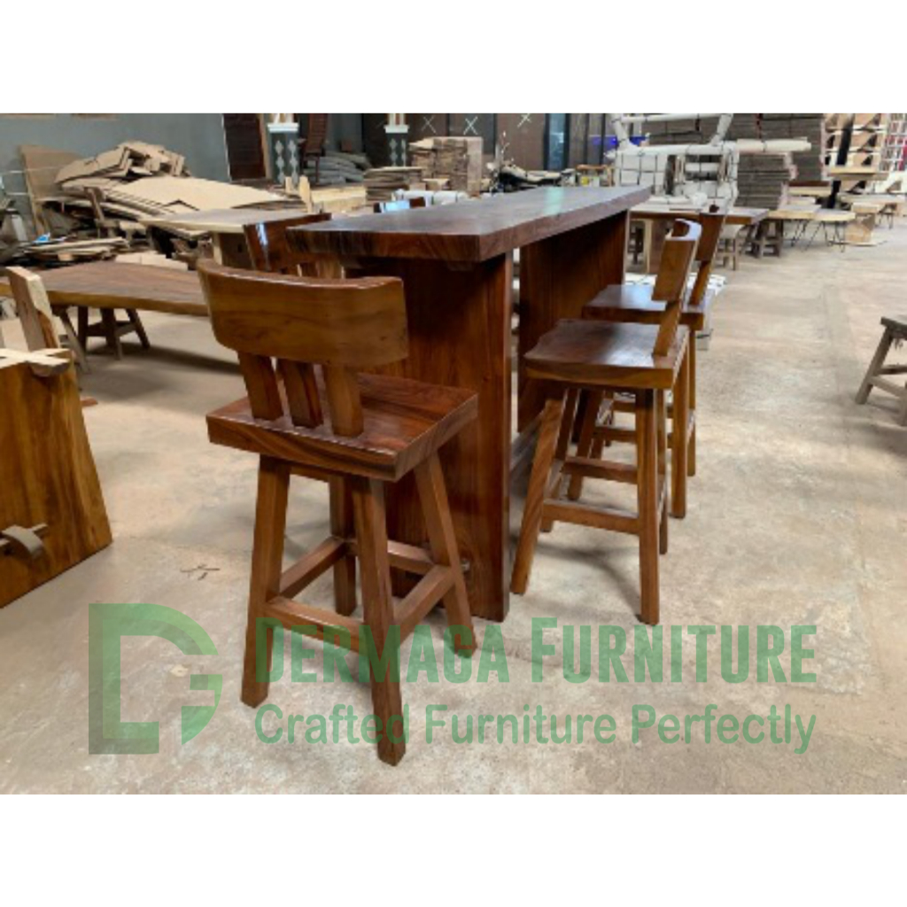 Jual SET MEJA BAR TREMBESI 1 MEJA 185x50x110 5 KURSI BAR STOOL MEJA ...