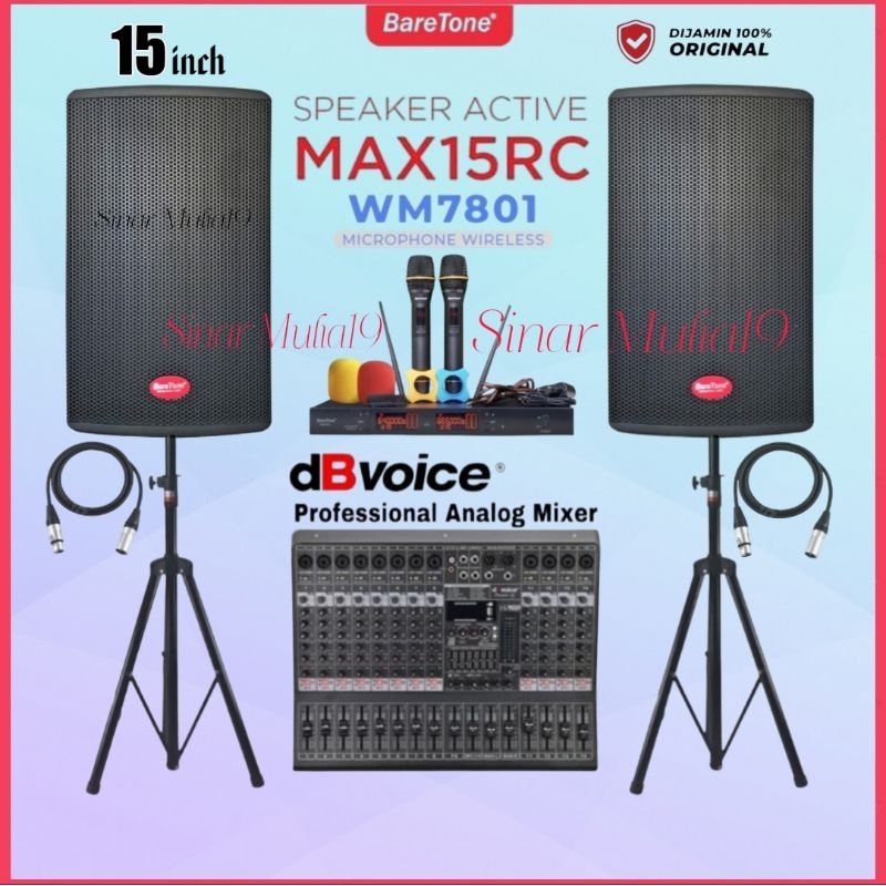 Jual Paket Sound System Live Musik [ Karaoke ] Speaker Aktif BareTone MAX15RC Mixer dBvoice ...