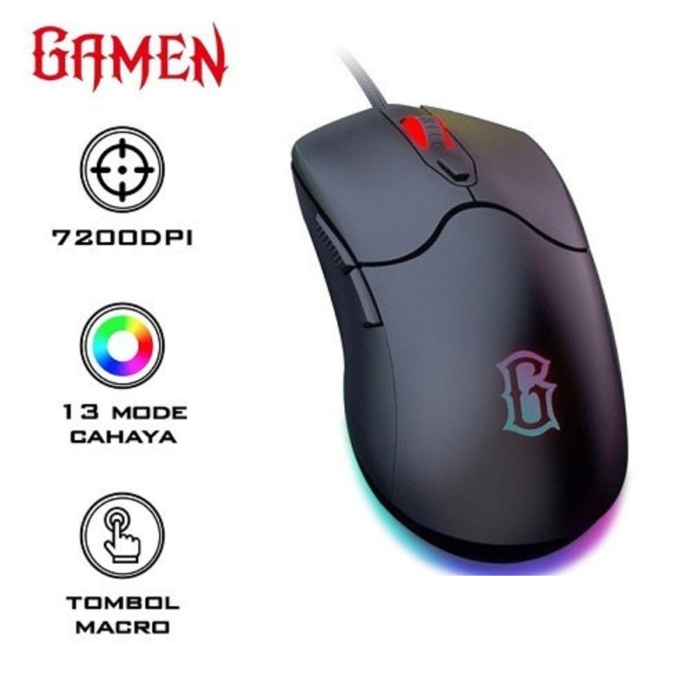 Jual MOUSE GAMEN GM200 USB WIRED GAMING MOUSE MACRO 7200DPI 12 MODES ...