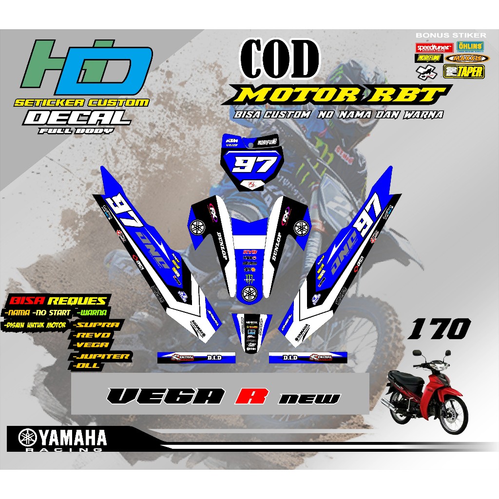 Jual Sticker Striping RBT DECAL MOTOR VEGA R NEW FULL BODY Motor Desain ...