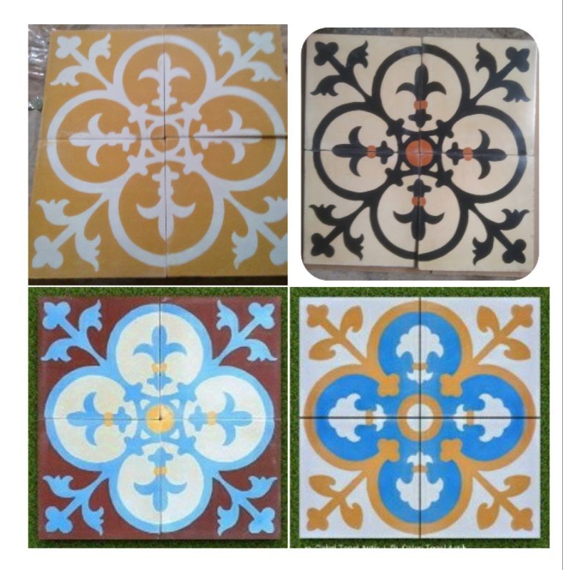 Jual Tegel Motif Jemparing Klasik Lantai Ubin Keramik Jadul 20x20cm ...
