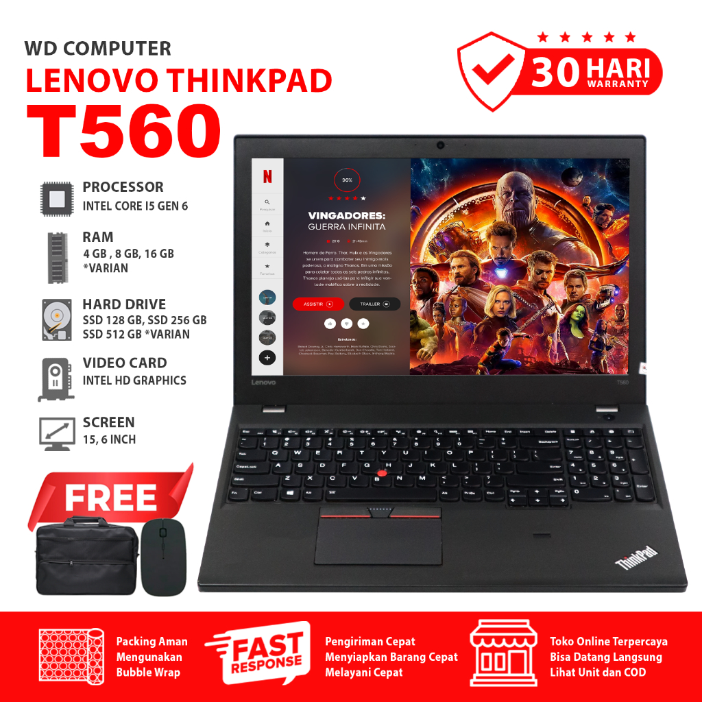 Jual Laptop Lenovo Thinkpad T560 core i5 Gen 6 Ram 8gb Ssd 256gb Mulus ...