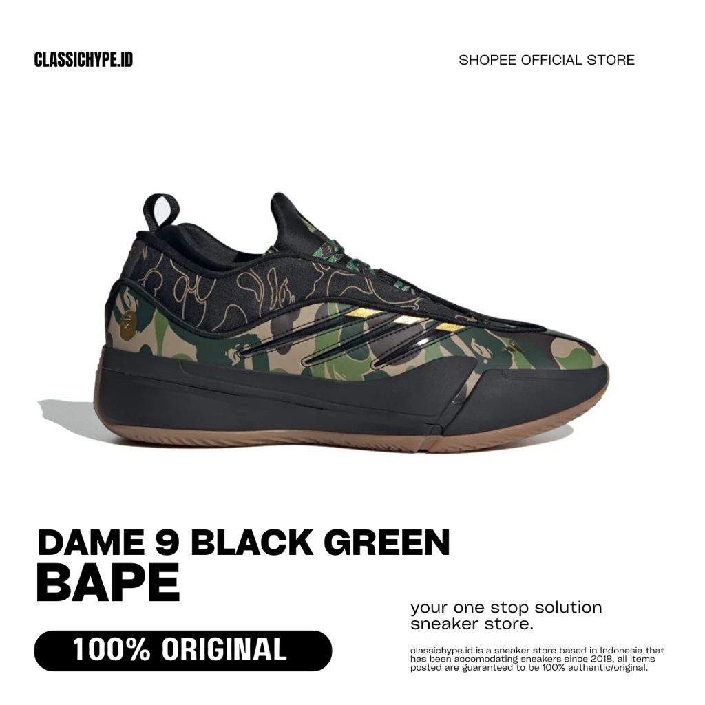 Jual Bape x Dame 9 Black Green 100% Original | Shopee Indonesia