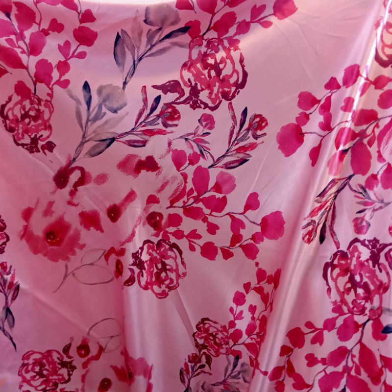 Jual Kain Satin Silk Motif Bunga Import - Kain Satin Silk Super - Kain ...