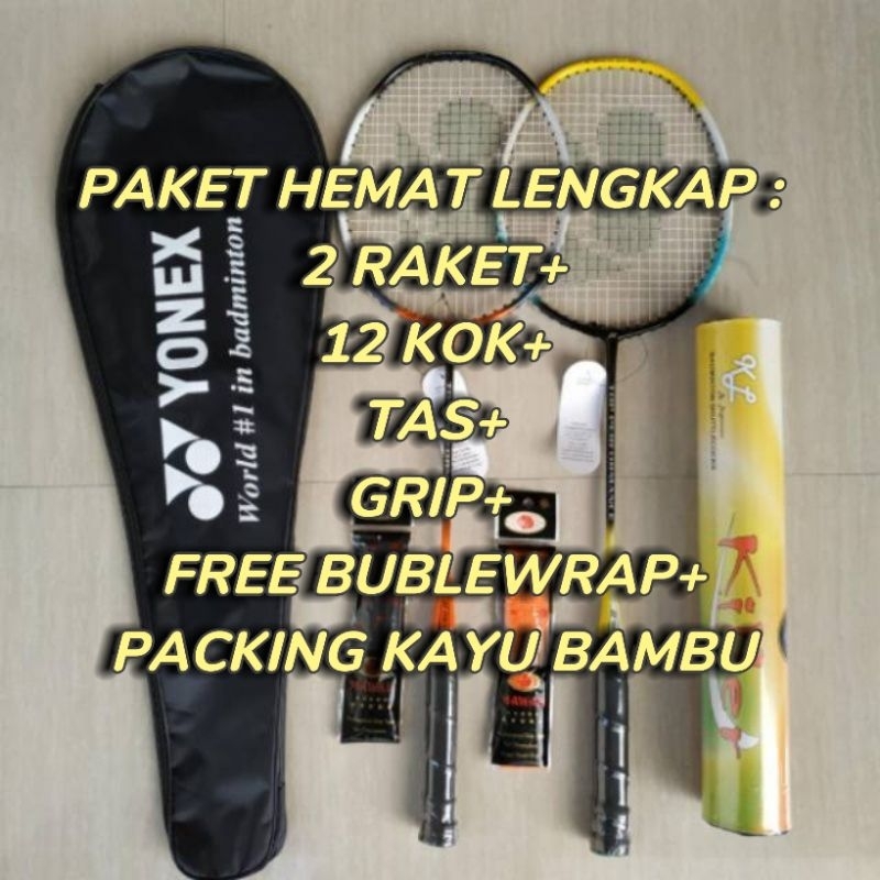 Jual RAKET BADMINTON PAKET LENGKAP HEMAT MURAH dapat 2 raket, 12 kok ...