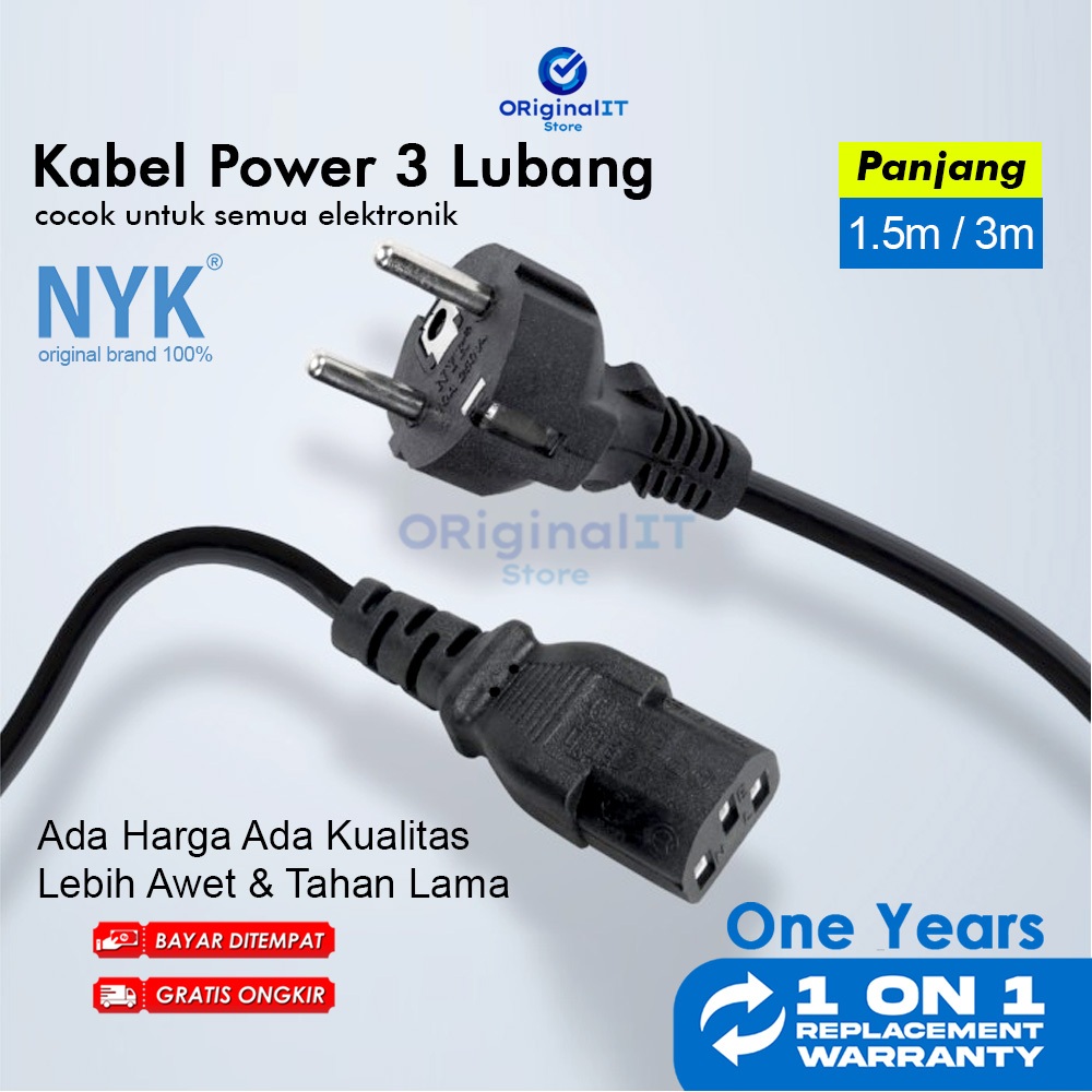Jual Kabel Power Tebal 3 Lubang Berkualitas / CPU / PC / Magicom ...