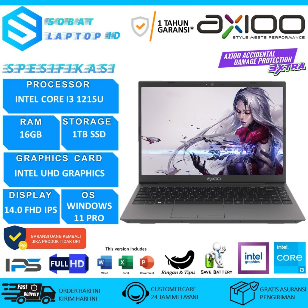 Jual Laptop Axioo mybook Hype JKT48 Intel Core I3 1215U Ram 16GB 1TB ssd fhd ips windows 11 ...
