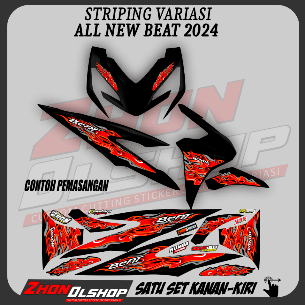 Jual Stiker Variasi All New Beat 2024 cbs Beat Deluxe Terbau Motif Api ...