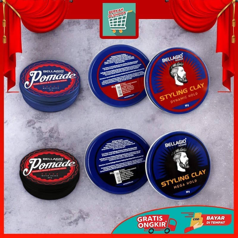 Jual BELLAGIO HOME STYLING CLAY MINYAK RAMBUT 80 GRAM | Shopee Indonesia