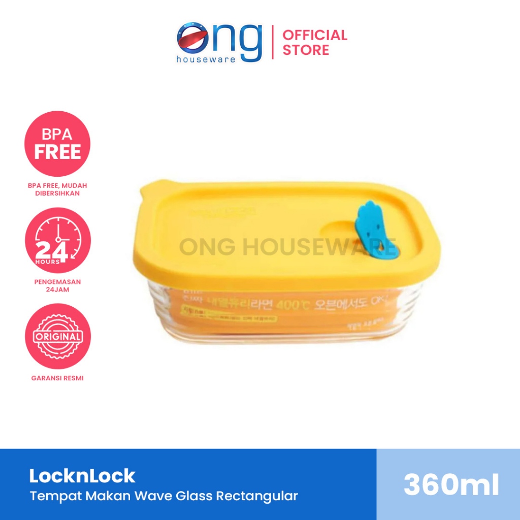 Jual Locknlock Tempat Makan Wave Glass Rectangular 360ml Lock n Lock ...