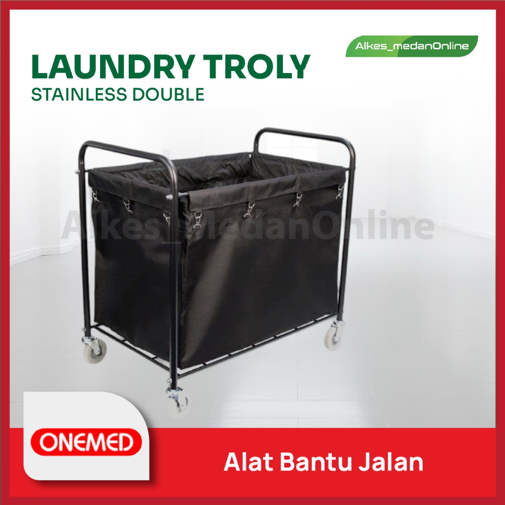 Jual LAUNDRY TROLLEY STAINLESS DOUBLE || Troli Linen Kotor | Shopee ...