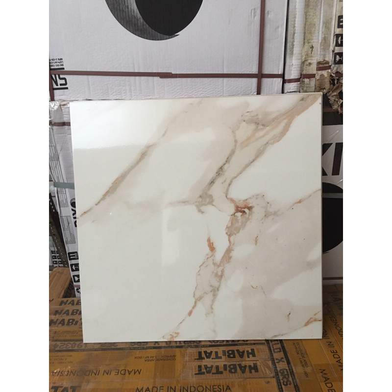 Jual keramik 60x60 lantai dinding gold motif carara calcata cutting marmer granit putih cream ...