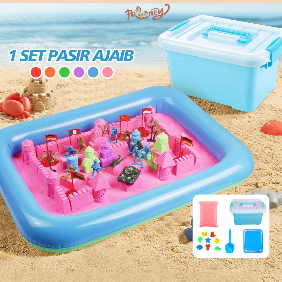 Jual Poney Diy Mainan Pasir Ajaib Anak 1 Set Pasir Ajaib 1 Kg Bisa 2 ...