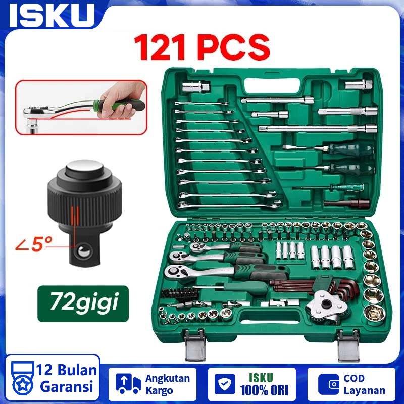 Jual ISKU Kunci Socket Ring Pas Set Shock Sok L Bintang Obeng Toolkit Set 121pc Lengkap Tools ...