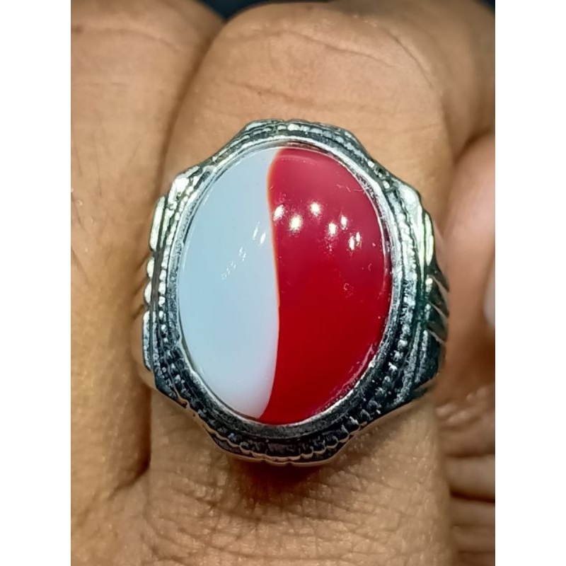 Jual Cincin Batu Akik Merah Putih , Dimensi An4k Mud4 | Shopee Indonesia