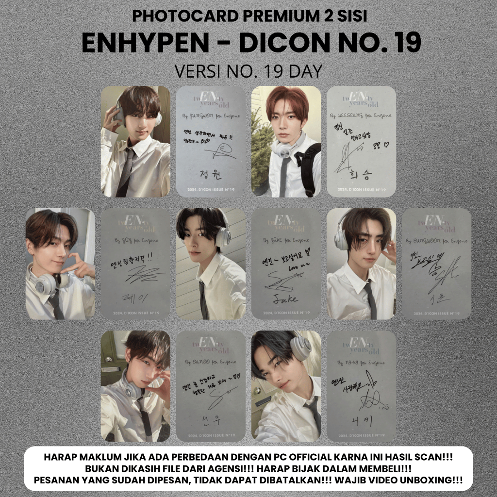 Jual (ISI 7 PCS) Photocard ENH*A DICON NO 19 - Photocard 2 SISI KPOP Premium Kartu Merch ...