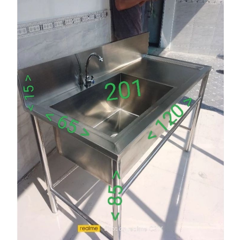 Jual wastafel sink stainless/meja sink wastafel stainless steel 201 uk ...